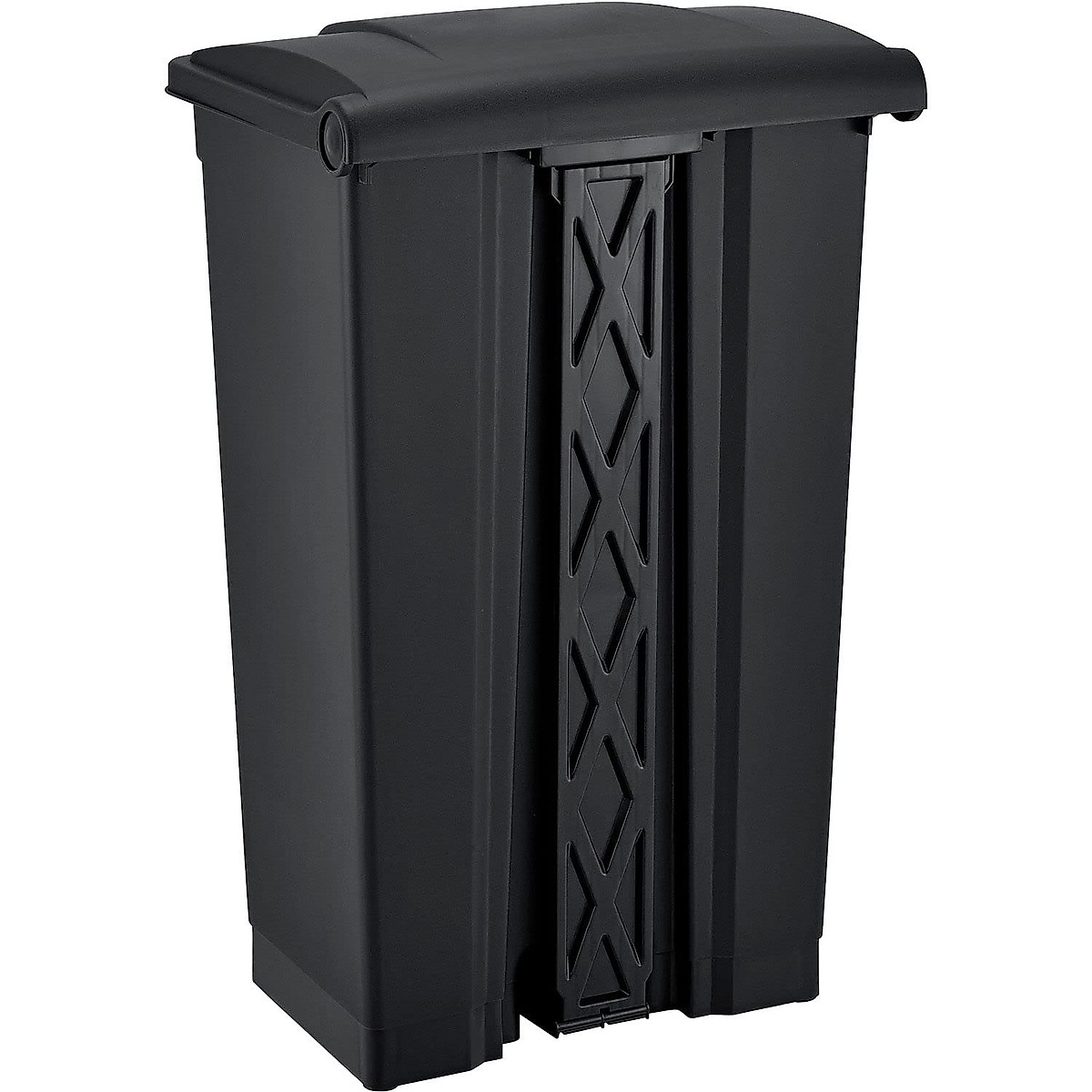 Global Industrial Plastic Rectangular Step On Trash Can, 23 Gallon, Black