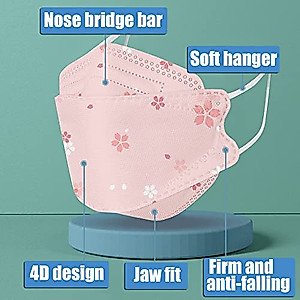 4 Ply Kids KF_94 Protection Face_Mask with Nose Wire, 50 Pack Disposable FaceMasks with 4D Designs for Boys Girls School (KF94_FLORAL_01)