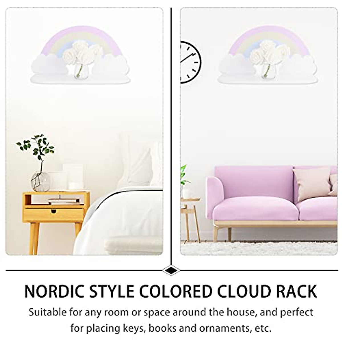 Hemoton Pink Cloud Shelf Wall Storage Shelves Wood Floating Shelves Wall Mounted Cloud Shelf for Kids Bedroom Living Room Bathroom Kitchen Office Decor