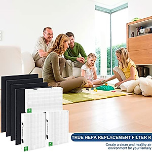 Air Purifier Filter Replacement for Honeywell, Filter R HEPA Filter and Filter A Carbon Pre-Filter Replacement for Honeywell HPA100 HPA200 HPA300 Series Air Purifier (3 HEPA Filters & 4 Pre-Filters)