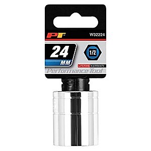 Performance Tool W32224 1/2 Drive 24mm 6Point Socket, 1 Pack