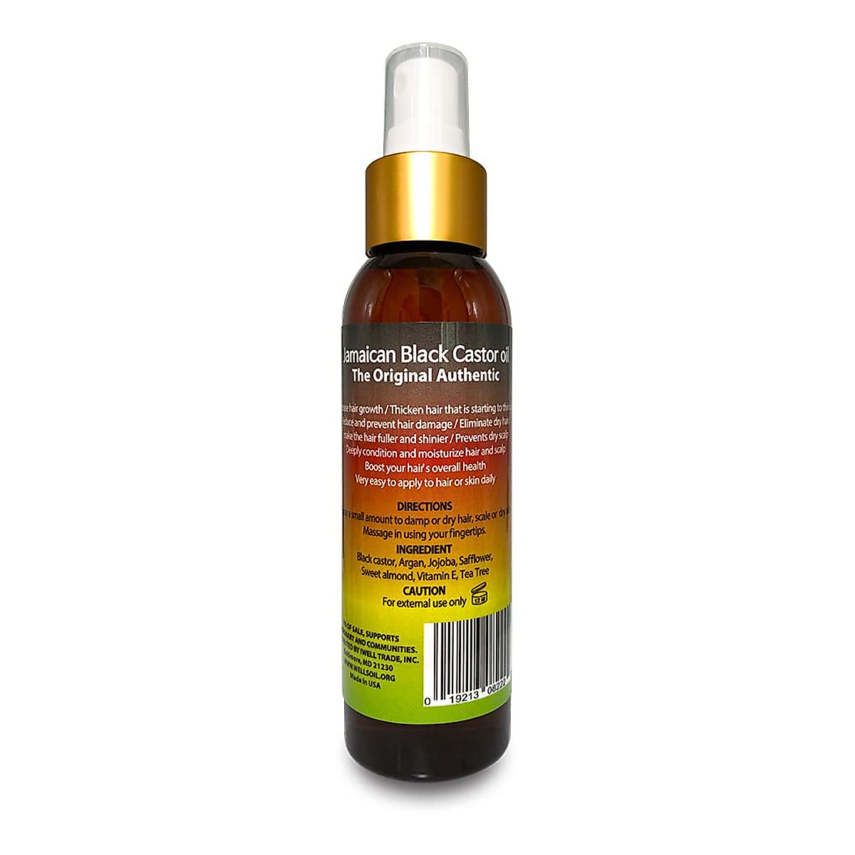 Well's Oil TEA TREE + Jamaican Black Castor Oil Spray | 4oz(118ml) | Hair Detangler Spray | Increase Hair Growth, Scalp Treatment | Natural Leave-In Conditioner