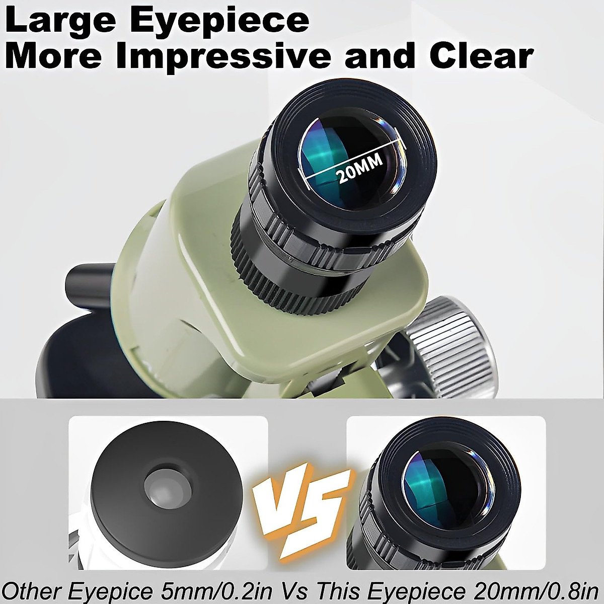 Ninyoon Large Eyepiece Microscope for Kids - Best Gift Kid Microscope Kit for Boy and Girl, 400X 1000X 1200X Educational Toy with 0.8inch Wide Angle Eyepiece Easier to Focus Observe (Yellow)