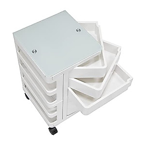 Kubx Rotating 4-Sided Mobile Storage Organizer with Glass Top Multiple Compartments