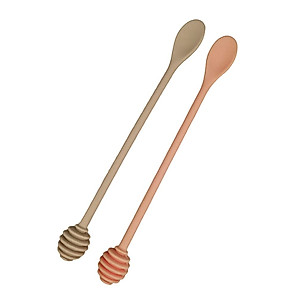 2PCS Silicone Syrup Dipper Honey Dipper Stick: Long Handle Syrup Dipper Stick Honey Mixing Stirrer Spoon Silicone Mixing Spoon for Coffee Tea Honey (Random Color)