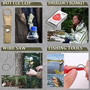 Gifts for Men Dad Husband Boyfriend Him, Survival Kits, 14 in 1 Survival Gear Camping Essentials Cool Gadgets for Camping Hiking Wilderness Adventures and Disaster Preparedness
