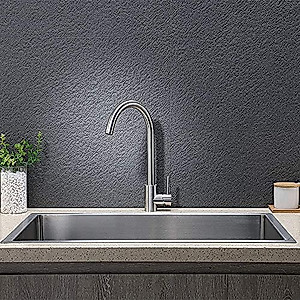 VAPSINT 360 Degree Swivel Modern Brushed Nickel Single Handle Bar Faucet, Small Rv Prep Bar Sink Faucet Bar Faucet for Kitchen Sink Single Hole with Hot & Cold Water Supply Hoses