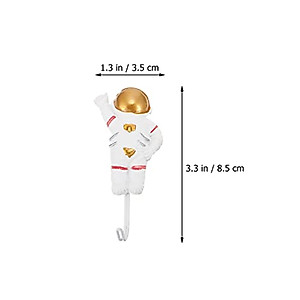 FOMIYES 4Pcs Astronaut Shape Storage Hooks Wall Mounted Coat Hooks Resin Self- Adhesive Towel Keys Hanger for Room Entryway Bathroom