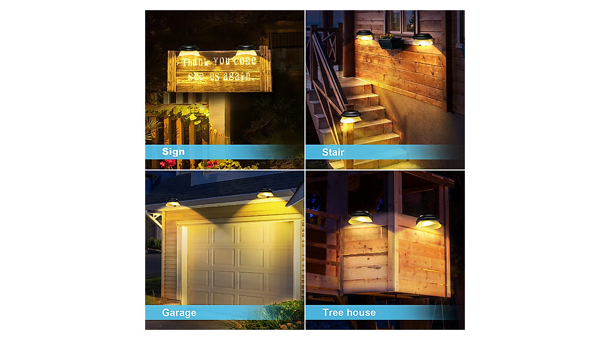 KINKAI Solar Fence Lights 6pcs - Solar Outdoor Waterproof Lights with 9 ...