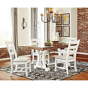Signature Design by Ashley Valebeck Vintage Farmhouse Cushioned Dining Chair, 2 Count, Whitewash