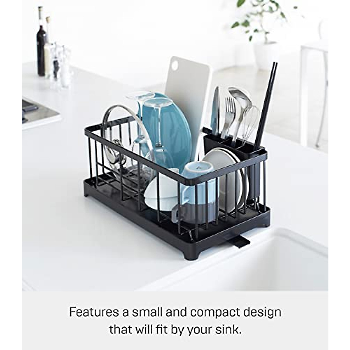 YAMAZAKI home 2876 Wire Dish Drainer Rack, One Size, Black