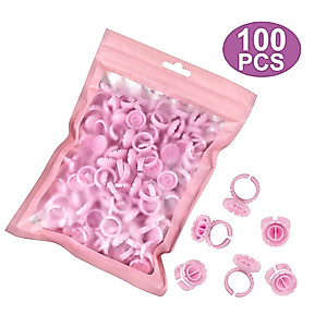 MEKK Glue Rings 100PCS Glue Rings for Eyelash Extension Lash Extension Supplies Disposable Lash Extension Supplies Fanning Blossom Cups for Eyelash Extension(Pink)…