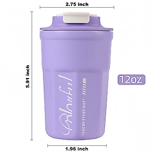 IRNATO Cute Women's 12 oz Coffee Mug, Double Wall Stainless Steel Coffee Mug, Reusable, Leakproof Travel Mug with Lid and Handle, Great Gift for Women and Girls…