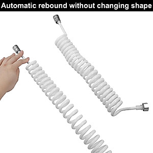 Coufce Flexible Bidet Sprayer Hose White PU Spring Tube Hose Accessory Bathroom Toilet Handheld Bidet Sprayer Gun Telescopic Hose Muslim Shower Bidet Sprayer Tube