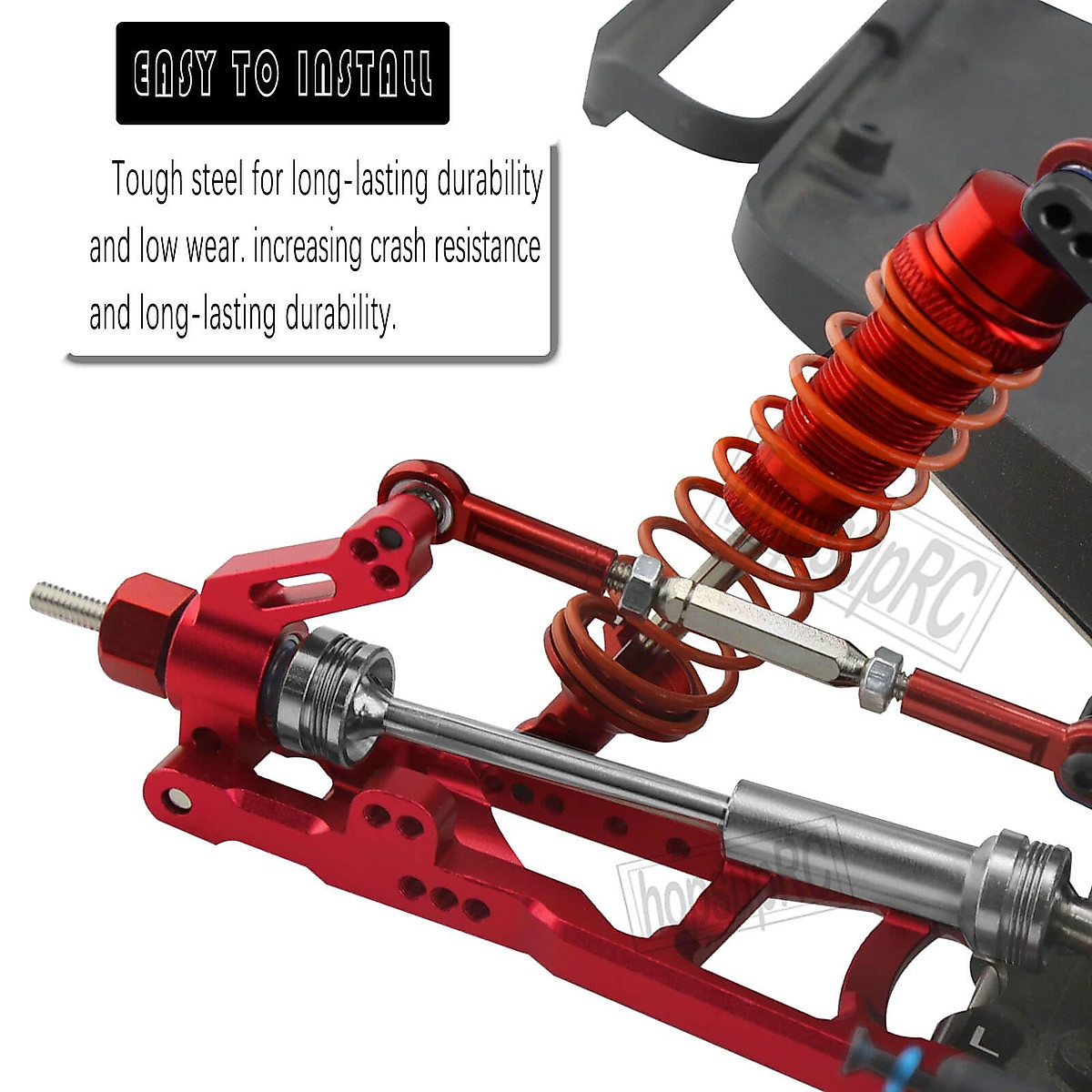 hopsupRC #45 Steel Drive Shaft CVD Upgrades for 1/10 Slash VXL 4X4,Rustler VXL 4X4,Stampede VXL 4X4,Hoss VXL 4X4 4WD,Stainless Front Rear Driveshaft Axles with Hex Hops up,Silver