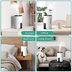 Humidifiers for Bedroom Large Room Home, 4L Cool Mist Humidifier for Smart App & Voice Control, Fill Essential Oil Diffuser for Baby and Plants, Quiet Ultrasonic Humidifier with 360° Nozzles, White.