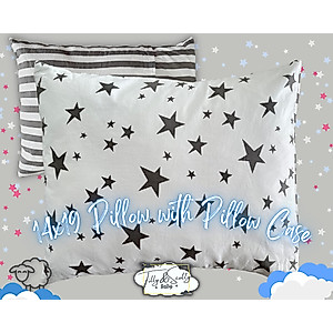 Tilly&Scotty Toddler Pillows-Stars & Stripes-14x19 Plush Filled Pillow-Super Soft Organic Cotton Pillowcase-Machine Washable Hypoallergenic-2-8 Year Old Children, Toddlers, Baby, Travel-Bedding