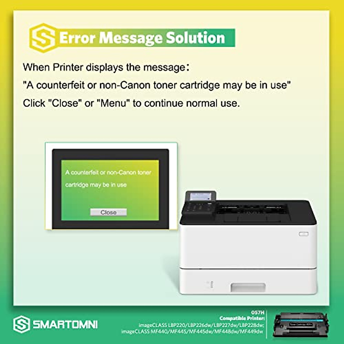 S SMARTOMNI Compatible 057H Toner Cartridge Replacement for Canon 057H 057 CRG-057 Cartridge Compatible with Canon ImageCLASS MF440 MF445dw MF448dw MF449dw LBP220 LBP226dw LBP227dw LBP228dw Printer