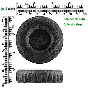 Geekria QuickFit Replacement Ear Pads for Beats Solo Wireless (Solo Bluetooth) Headphones Ear Cushions, Headset Earpads, Ear Cups Cover Repair Parts (Black)