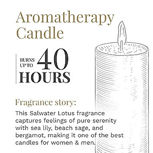 Candle-lite Scented Candles, Saltwater Lotus Fragrance, One 18 oz. Single-Wick Aromatherapy Candle with 110 Hours of Burn Time, White Color