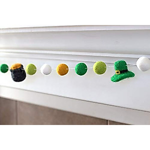 Leprechaun & Pot of Gold Felt Ball Garland- Gold & Shades of Green St. Patrick's Day Garland- 1" (2.5 cm) Wool Felt Balls