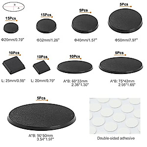 MB01T 80pcs Model Bases Square Round Oval Different Sizes Wargame Accessories 20mm 25mm 32mm 40mm 50mm 60 * 35mm 75 * 42mm 90 * 52mm(4 Shapes)