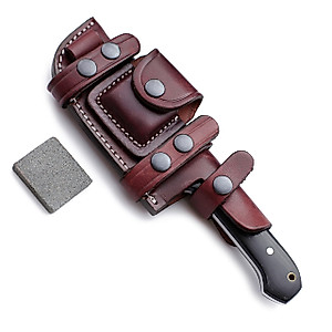 GCS Handmade Micarta Handle D2 Tool Steel Tactical knife Hunting Knife Camp Knife with leather sheath Full tang blade designed for Hunting & EDC GCS 108