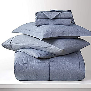 UMCHORD Queen Comforter Set, Blue 8 Pieces Bed in a Bag, Cationic Dyeing Bedding Sets, Lightweight All Season Down Alternative Bed Comforter Set (88"x88")