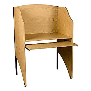 Norwood Commercial Furniture Single-Sided Study Carrel- Starter Unit- Oak, Oak_Starter Unit (NOR-T1003-SO)