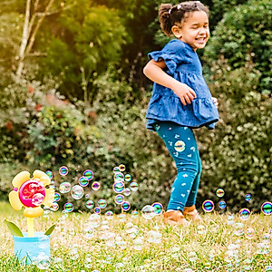 Maxx Bubbles 14" Flower Pot Includes 4oz Bubble Solution, 4 Wands and Watering Can, Botanical Collection, Outdoor Bubble Machine Maker, Great Gift and Decoration for Birthday, Bridal and Shower