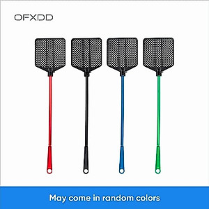 OFXDD Rubber Fly Swatter, Long Fly Swatter Pack, Fly Swatter Heavy Duty, Black and Light Blue Colors (2 Pack)