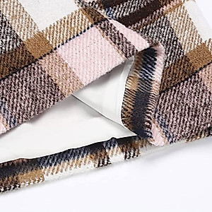 OutTop Plaid Short Skirts for Women High Waist Wool Bodycon Plaid Skirts Casual A Line Mini Pencil Skirts Knee Length