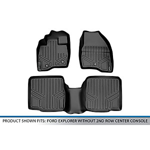 MAXLINER Custom Fit Floor Mats 2 Row Liner Set Black Compatible with 2017-2019 Ford Explorer without 2nd Row Center Console