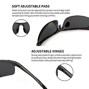 SUNGAIT Men's HD Polarized Sunglasses for Driving Fishing Cycling Running Metal Frame UV400 (Gunmetal, Gray) 8177QKH