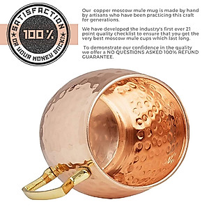 Kitchen Science [Gift Set] Moscow Mule Copper Mugs Set of 8 (16oz) w/Straws & Jigger | 100% Pure Copper Cups, Tarnish-Resistant Food Grade Lacquered Finish, Ergonomic Handle (No Rivet) w/Solid Grip