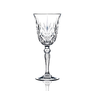 Set of 6 Crystal Wine Glassware SET with Hand Blown Premium Crystal Glass for Sparkling Wine - 6 oz, Made in Italy