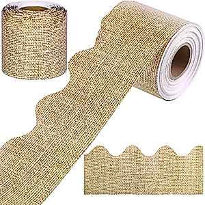 durony 65.6 Feet Burlap Wood Bulletin Board Border Scalloped Border Trim Classroom Rustic Wood Decoration Borders for Home Classroom Office Decorations