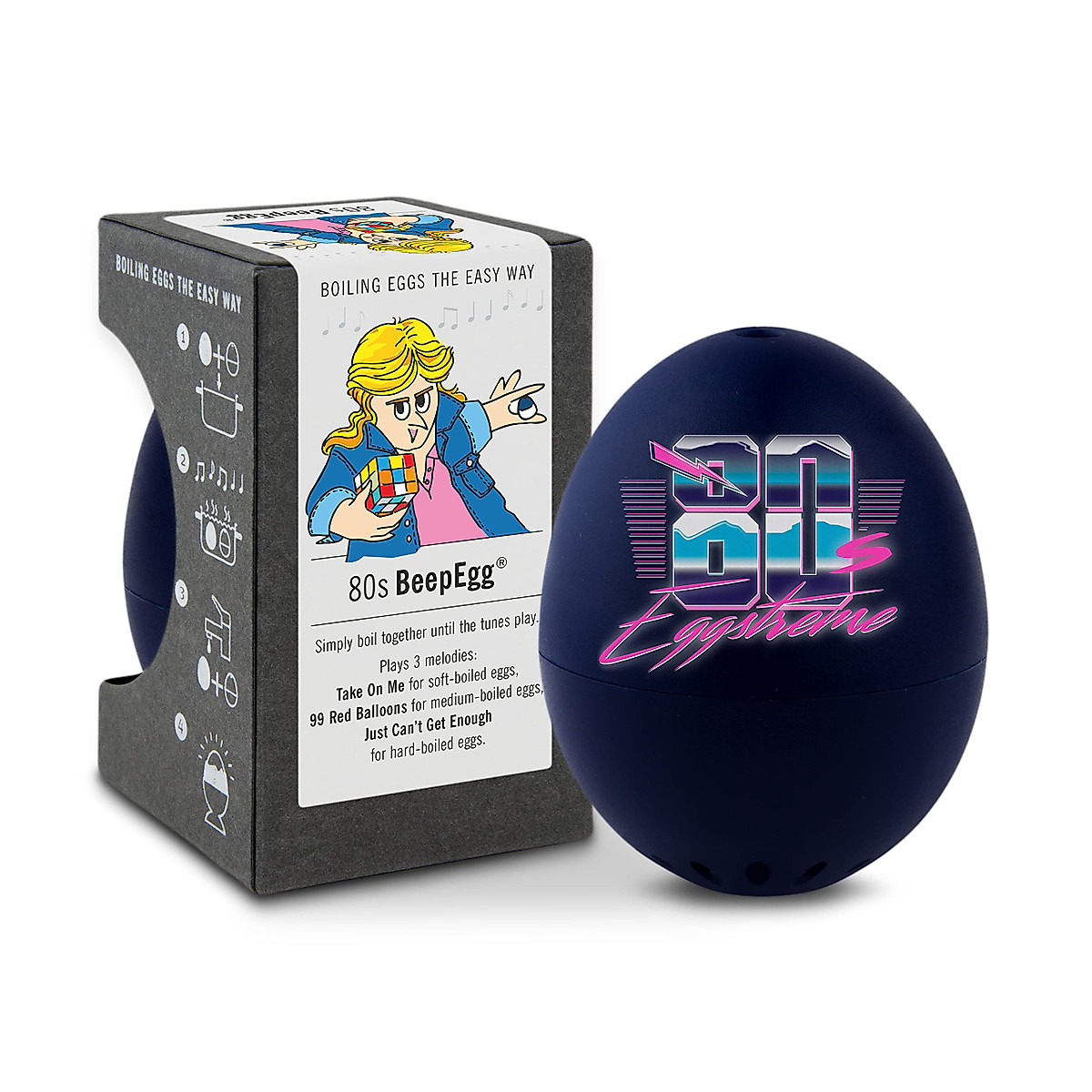 80s BeepEgg - Singing Floating Egg Timer – Boil Together with The Eggs - Egg Cooker for 3 Levels of doneness - BeepEgg with 3 melodies - Funny Musical Egg Timer - Brainstream
