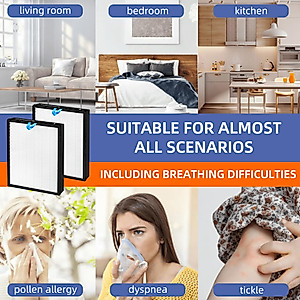 Pulluty Vital 100S Replacement Filter for LEVOIT Vital 100S/100S-P Air Purifier,3-in-1 H13 True HEPA High-Efficiency Activated Carbon Filter, Vital 100S-RF,2 Pack,White