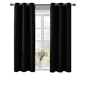 Deconovo Solid Thermal Insulated Grommet Blackout Curtains/Drapes for Bedroom and Living Room (2 Panels Set, 42 inches Wide by 63 inches Long, Black)