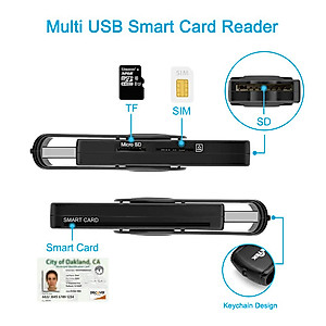 USB Smart Card Reader, Rocketek DOD Military USB Cac Memory Card Reader Compatible with Windows, Linux/Unix, MacOS X - Build In SDHC/SDXC/SD Card Reader and Micro SD Card Reader