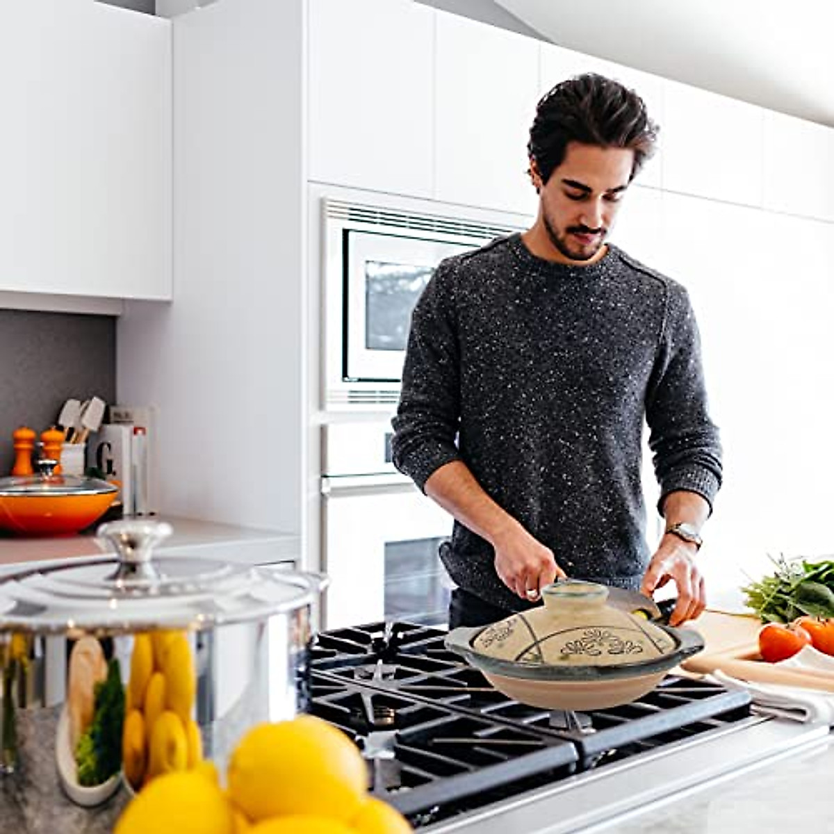 Japanese Donabe Pot Korean Soup Pot Ceramic Casserole Clay Earthenware Pot Chinese Stew Pot Soup Pot Cooking Pot Stockpot with Lid Kitchen Cookware 18cm Ceramic Stew Pot Clay Cooking Pot (Color : Ass