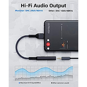 Maxonar USB Type C Headphone Adapter, Upgraded USB-C to 3.5mm Jack Dongle Digital to Analog Aux Audio Converter for Galaxy S22 S21 S20 Note 20 10 S10 S9 iPad Pixel 5 4XL-Grey