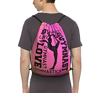 PSYU Love Gymnastics Drawstring Backpack Fashion Travel Bag Sports Athletic Gym Suitable For Mens Womens