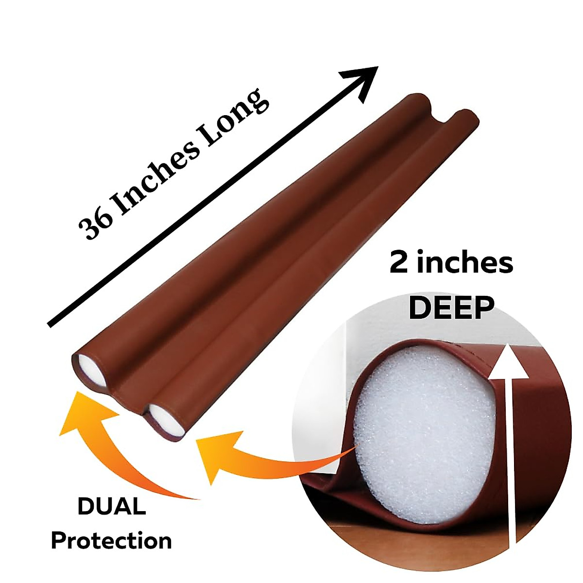Evelots Door Draft Stopper, Covers Door Gaps up to 2 Inches, Door Noise Blocker, Window Breeze Blocker, Adjustable Door Sweeps, 36 Inches Long, Can be Cut to Size, Brown