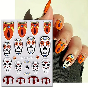 Muagorn Halloween 5D Nail Art Stickers Decals – Distinctive Set of 3 Realistic Designs for Individualized Halloween Nail Accents (Style 01)
