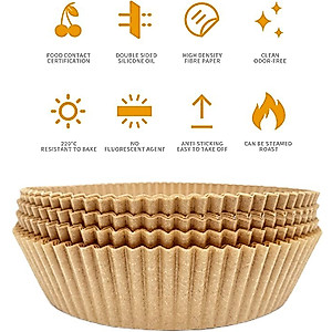 BINGLALA 100PCS Air Fryer Disposable Paper Liner, Round Liners, Oil-Proof, Water-Proof Parchment for Baking,No- Stick Food Grade liners Roasting Microwave (100pcs & 7.9in)
