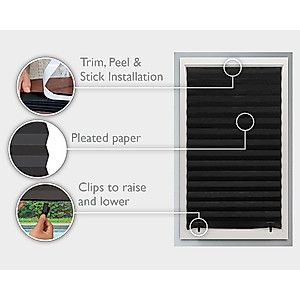 Redi Shade No Tools Original Blackout Pleated Paper Shade Black, 36 in x 72 in, 6 Pack