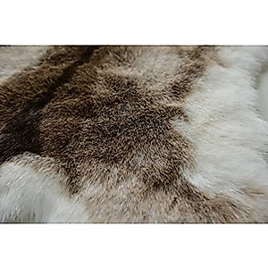 rugoo Reindeer Hide Rug 3.6 ft x 2.9 ft Faux Fur Rug Deer Rug Animal Skin Rugs Fluffy Pet Pad for Bedroom Living Room Nursery, White and Grey