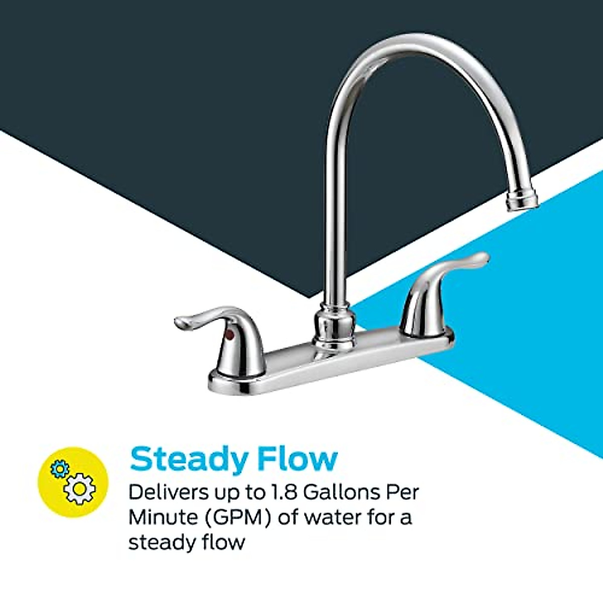 EZ-FLO Kitchen Faucet, Kitchen Sink Faucet with 2 Handles, Chrome, 10189